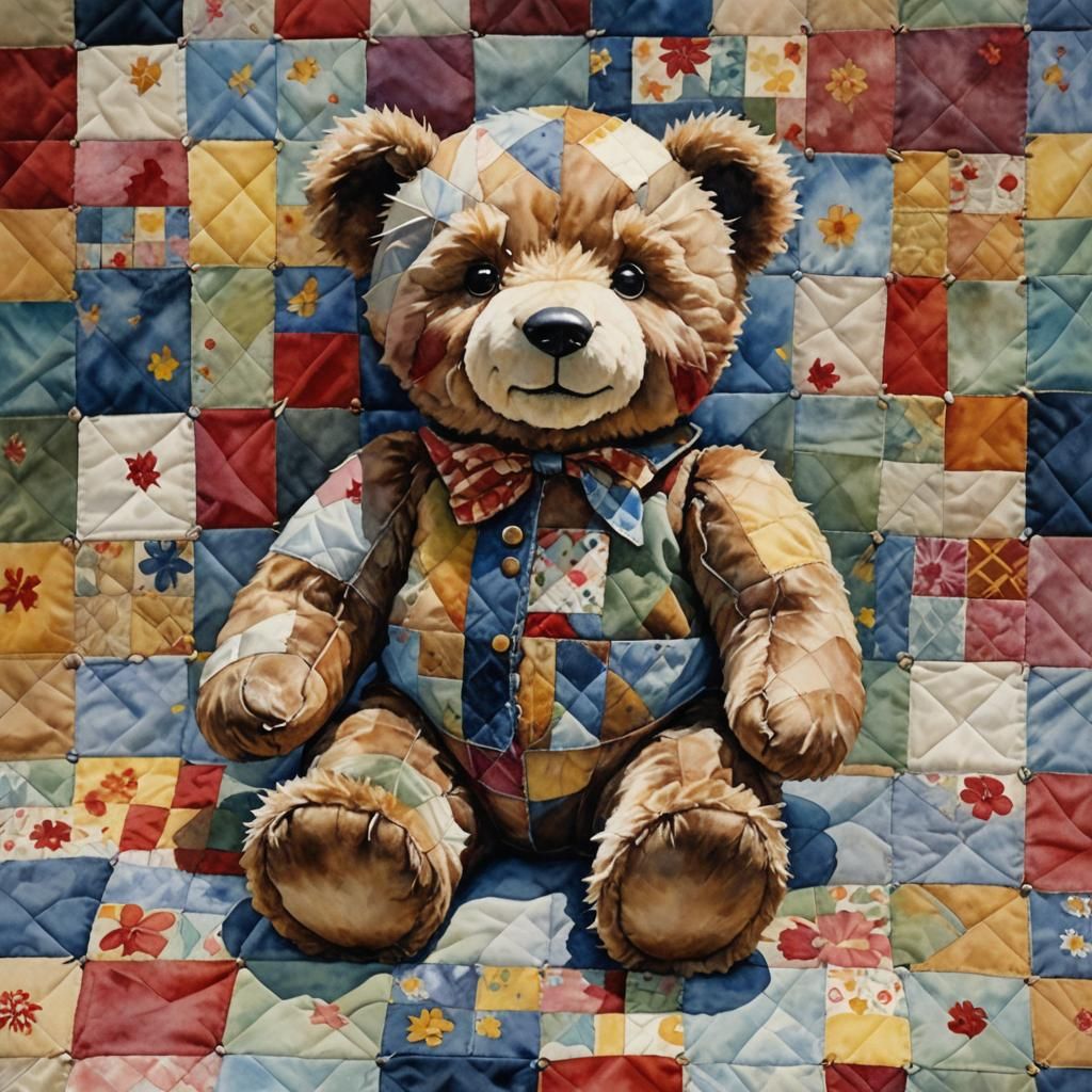 TEDDY ON PATCHWORK - AI Generated Artwork - NightCafe Creator