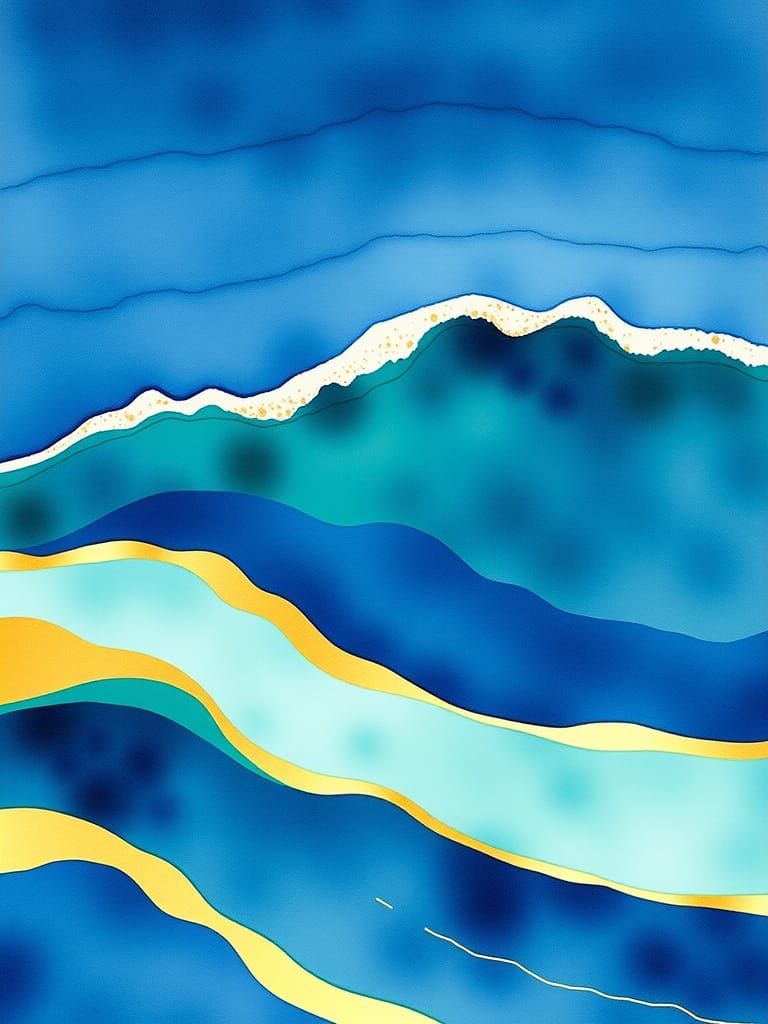 A mesmerizing abstract watercolor composition inspired by ocean waves ...