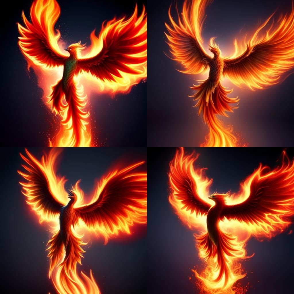 A Phoenix striking a pose while rising from fire - AI Generated Artwork ...