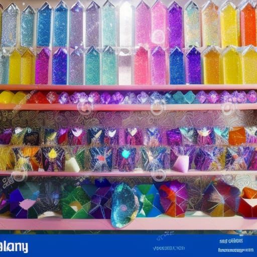 vibrant crystal shop! 💎 a colorful array of crystals, sparkling in the ...