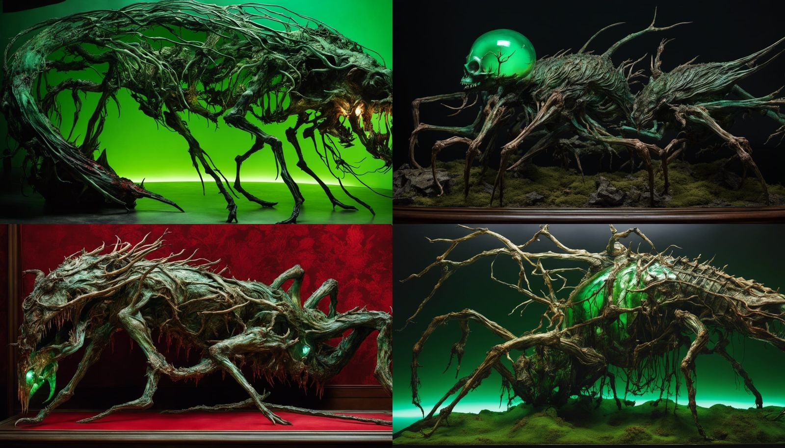 "Atrocious tripedal creatures made of glassy skin and bloody metal ...