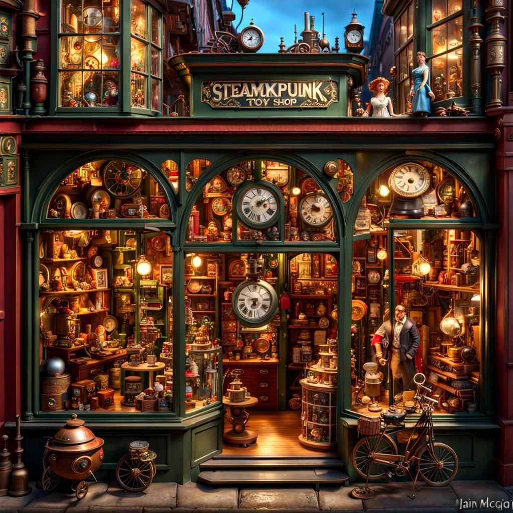Steampunk Toy Shop Window - AI Generated Artwork - NightCafe Creator