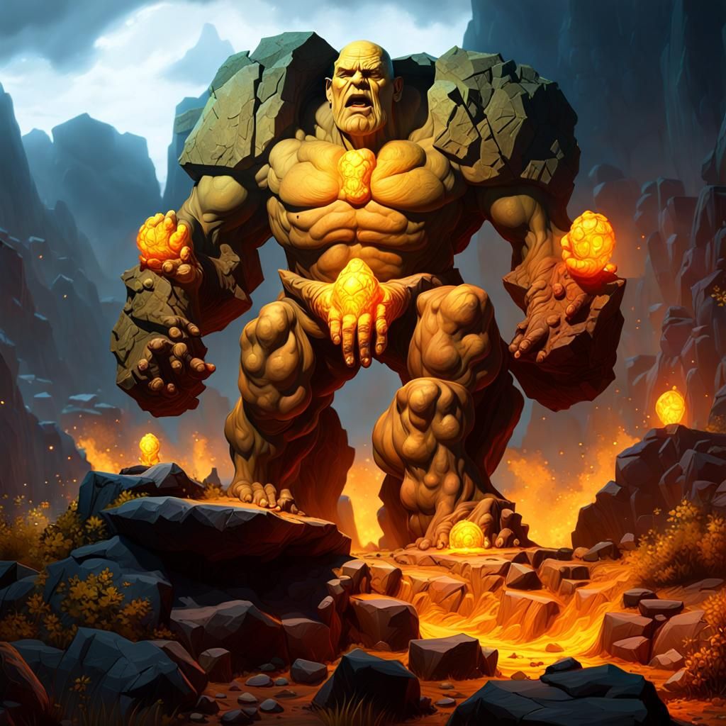 goliath rock, stone golem, a masterpiece, 8k resolution, dark fantasy ...