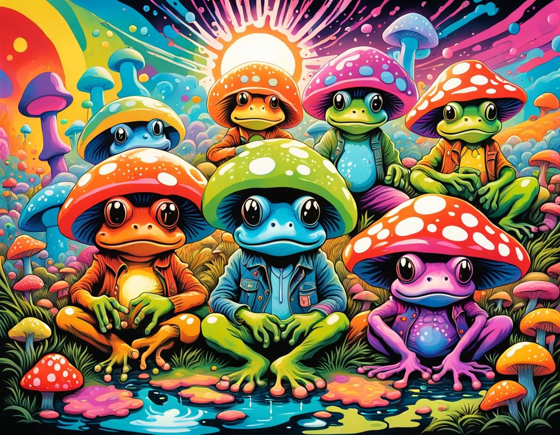 Psychedelic Frogs IV - AI Generated Artwork - NightCafe Creator