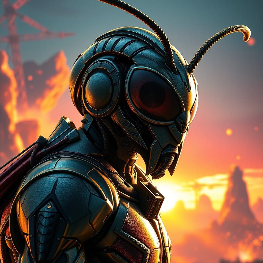Insect-like superhero - Hyperrealistic Insectoid Superhero i...