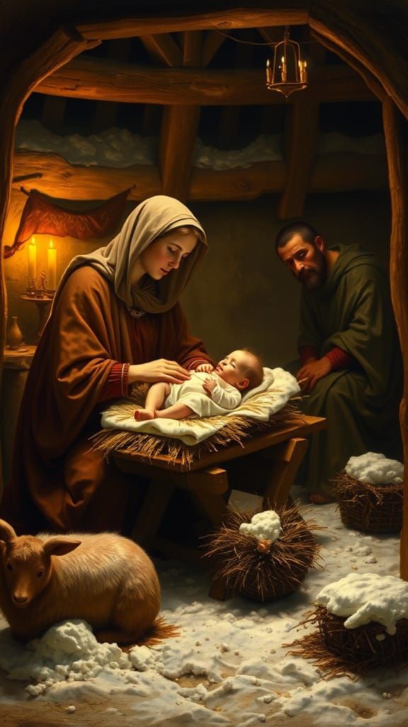 Christ's Nativity - A Serene 17th-Century Bethlehem Stable ...