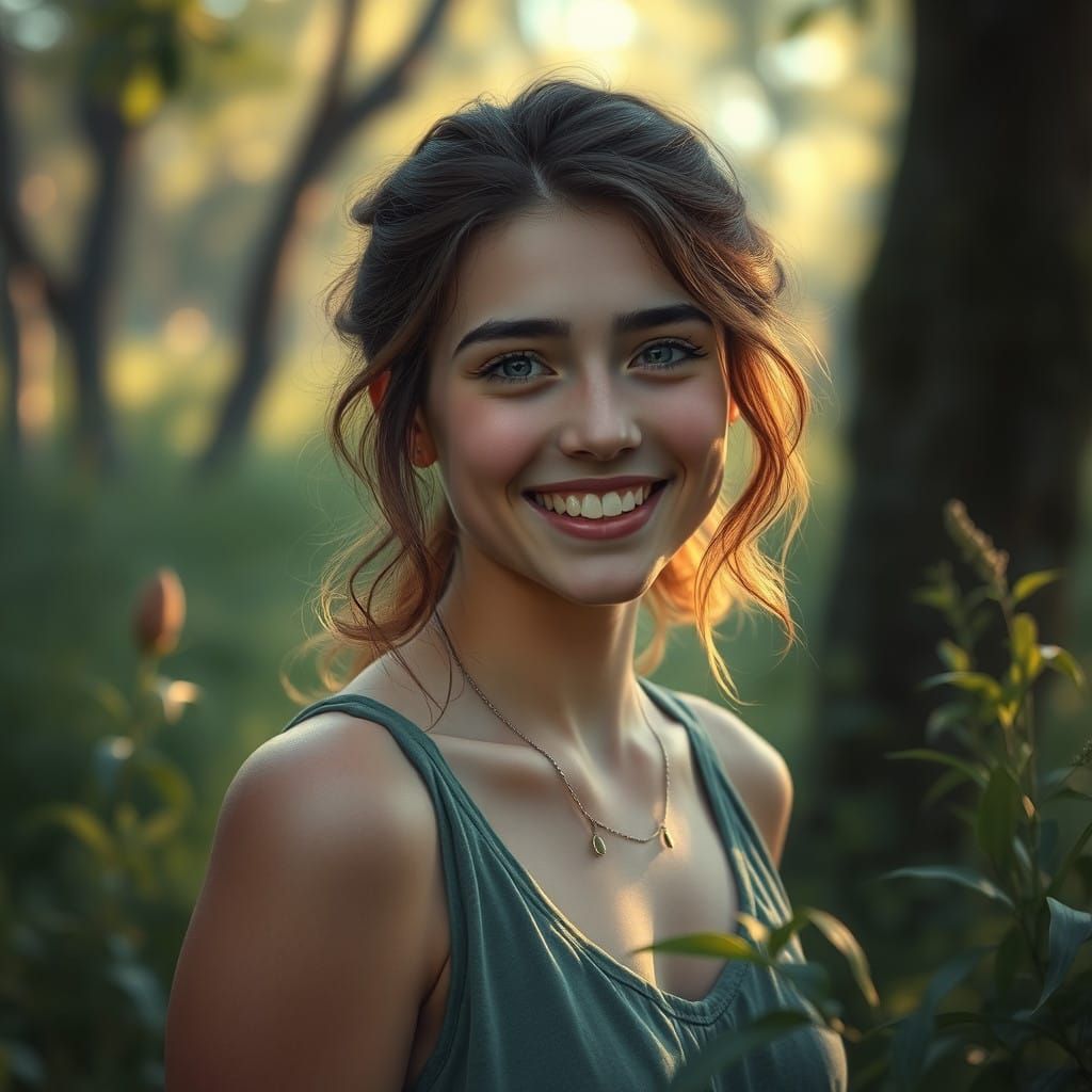 emma myers - Dreamy Portrait of a Young Woman in Nature