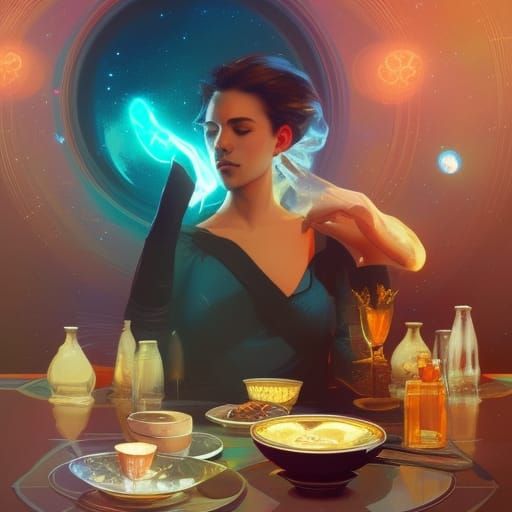 cosmic breakfast, 8k resolution concept art portrait by Greg Rutkowski, Artgerm, WLOP, Alphonse ...