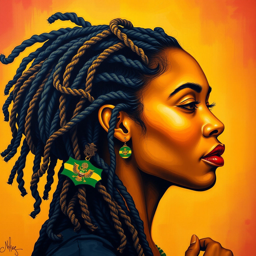 I'm all dreadlock rasta ears - Vibrant Rasta Woman in Eclect...