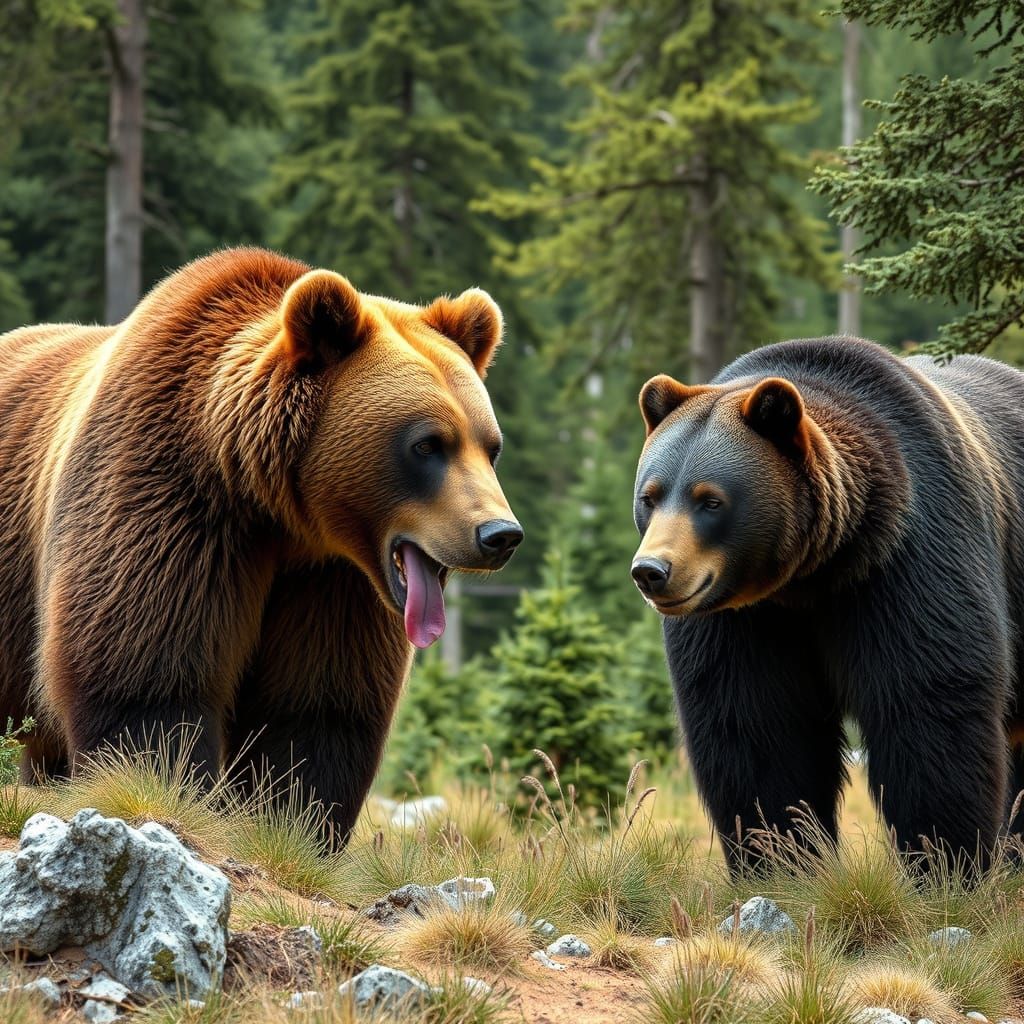 A Grizzly Bear and a Grack Bear - Ancient Bears Unite: Grizz...