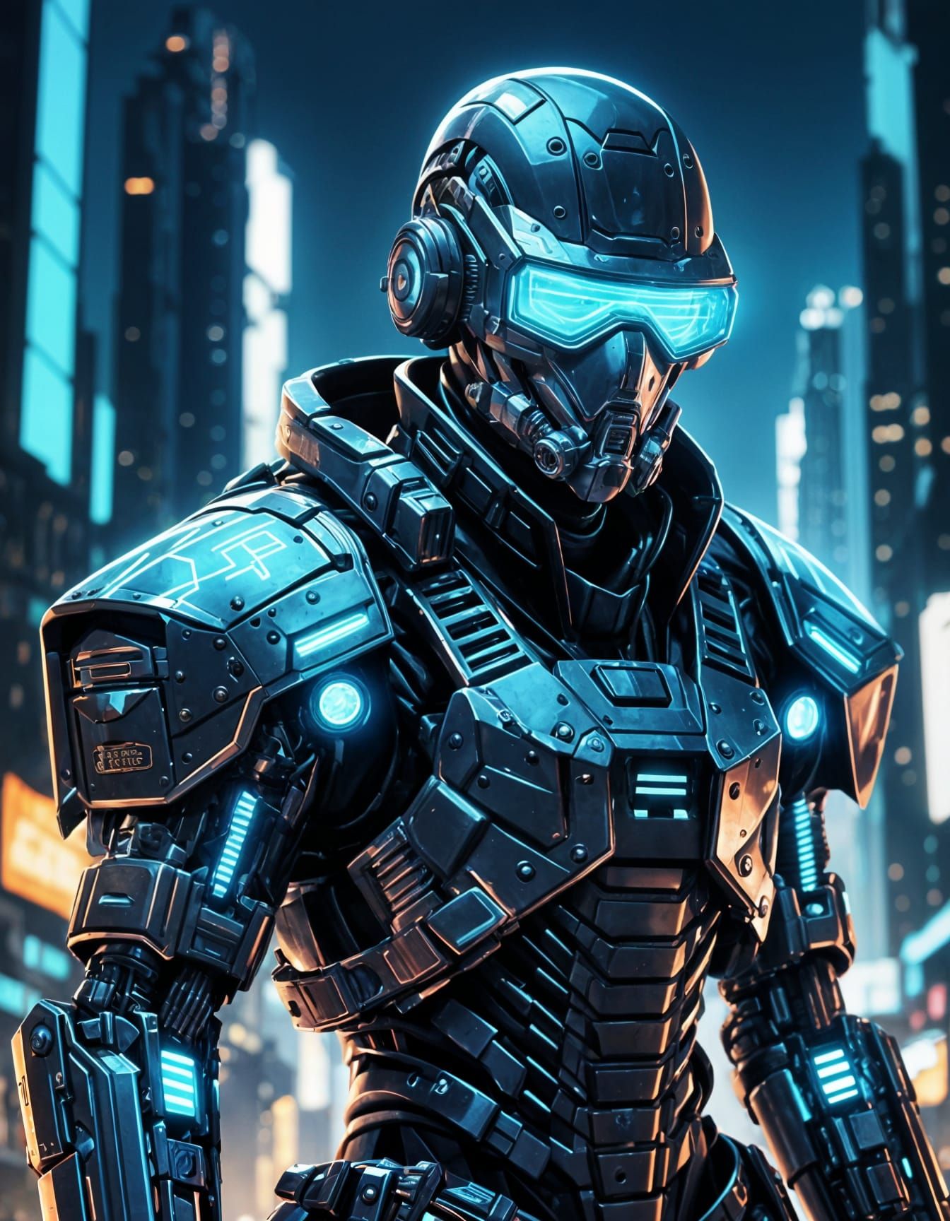 High-Tech Mercenary Wears Ultra-Durable Exosuit - AI Art