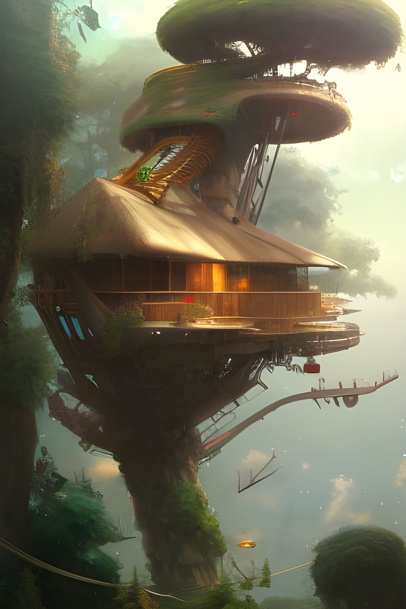 Forest Treehouse - AI Generated Artwork - NightCafe Creator