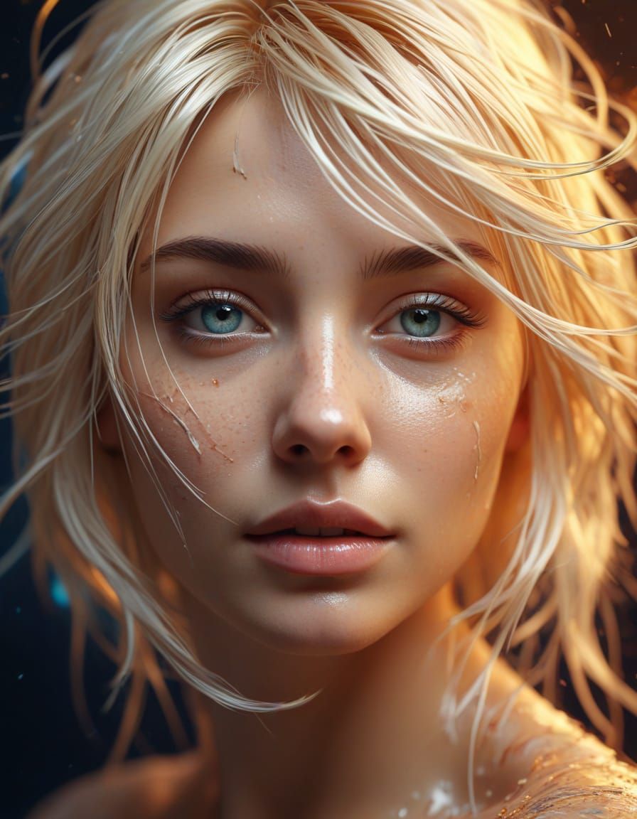 sheer blonde silky diaphanous Backlit With blur and speedlines Focused ...