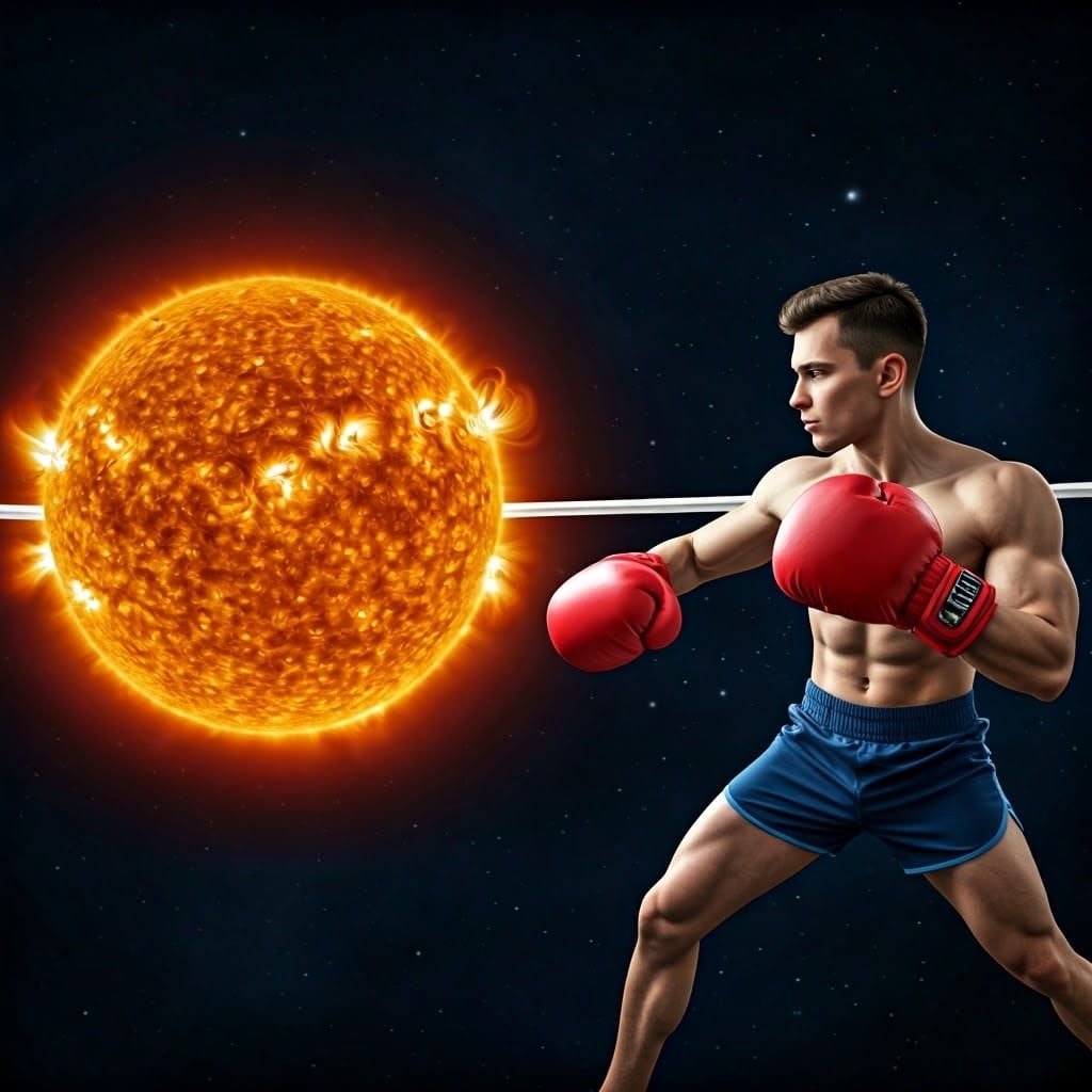 Cosmic Boxing Champions: Sun vs Proxima Centauri - AI Art