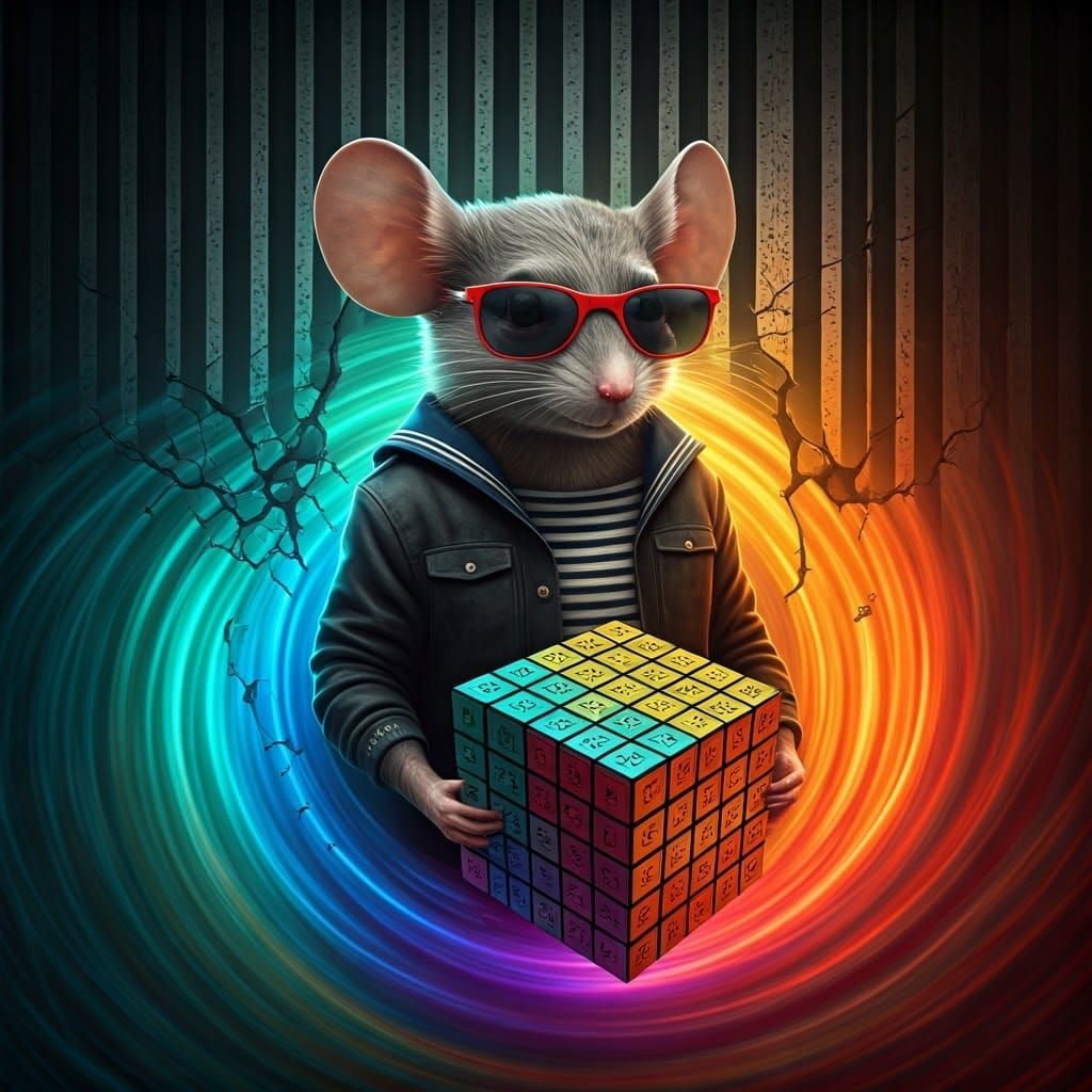 high resolution photograph of a Anthropomorphic mouse (emerging out of ...