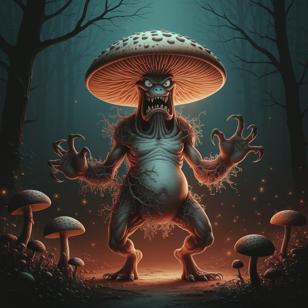Mushroom Monster 8 - Fungi Fiend Emerges from Dark Forest
