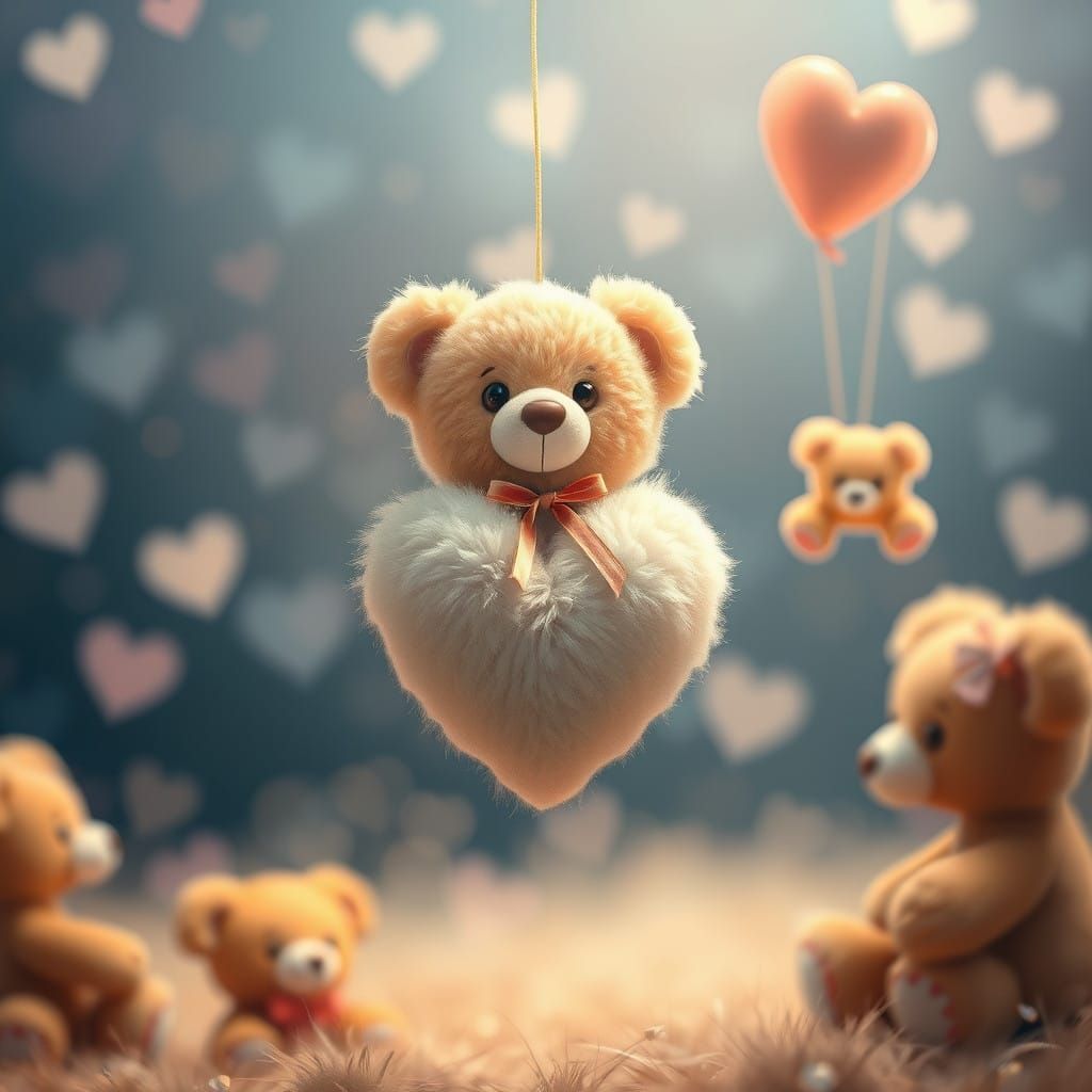 Unique Teddy 😍 - Whimsical Teddy Bear Scene in Dreamy, Ethe...