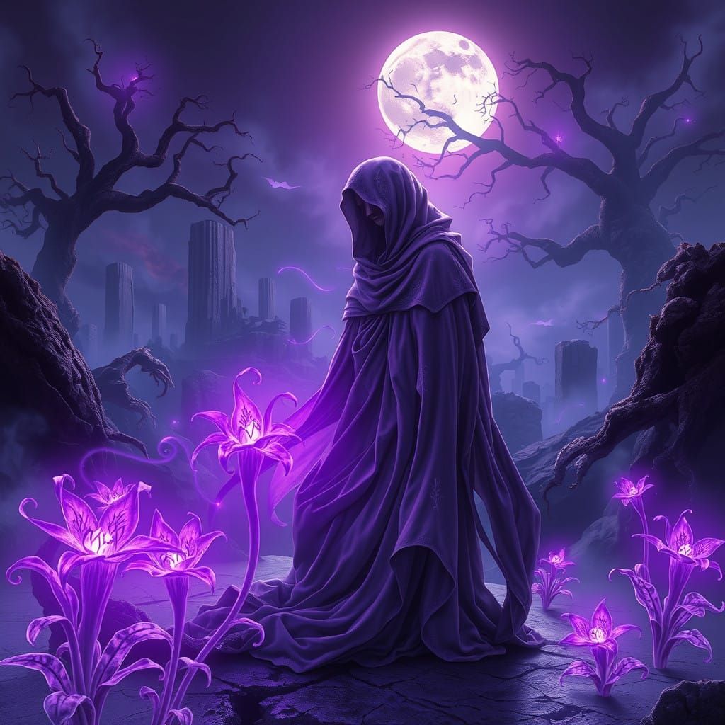 Dreamlike Realm of Purple Darkness Embodied in Hyp... - AI Art