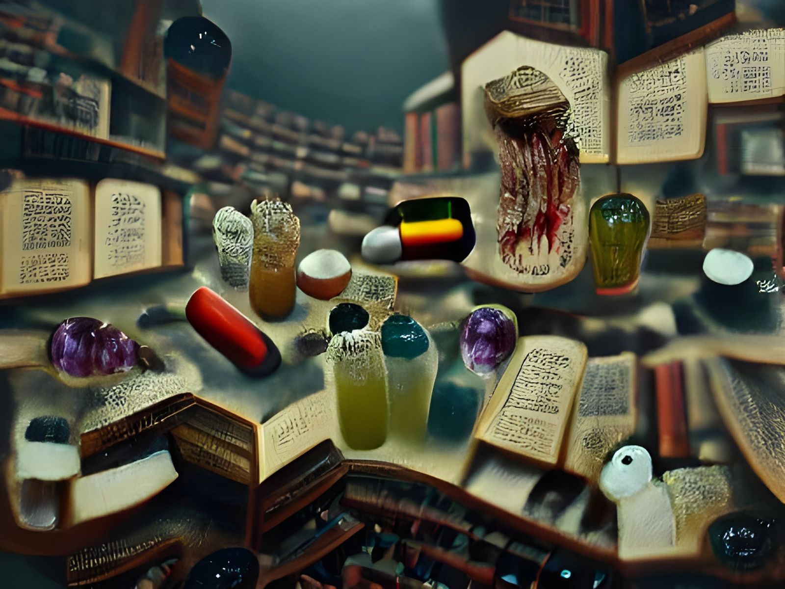 book worms; library; books; book shelves; worms; macabre; Félix ...