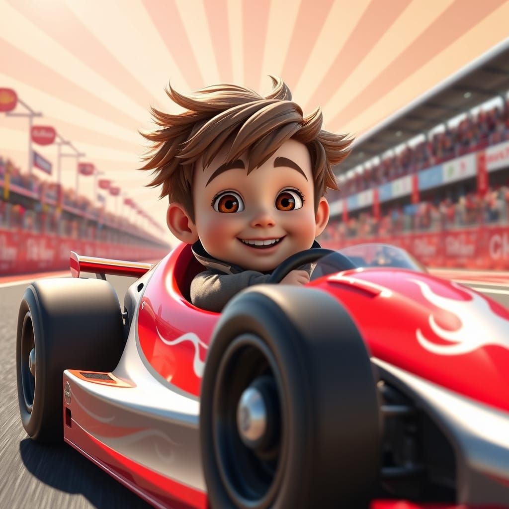 Racing Boy Speeds Down Track in Hyper-Realistic St... - AI Art