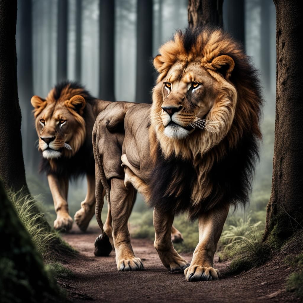 Lion walk - AI Generated Artwork - NightCafe Creator