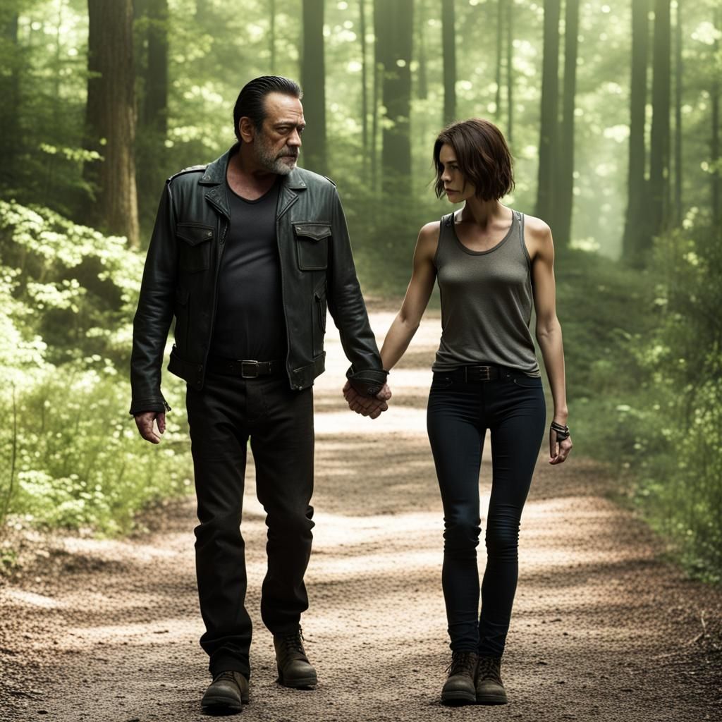 negan smith and maggie greene holding hands 4 - AI Generated Artwork ...
