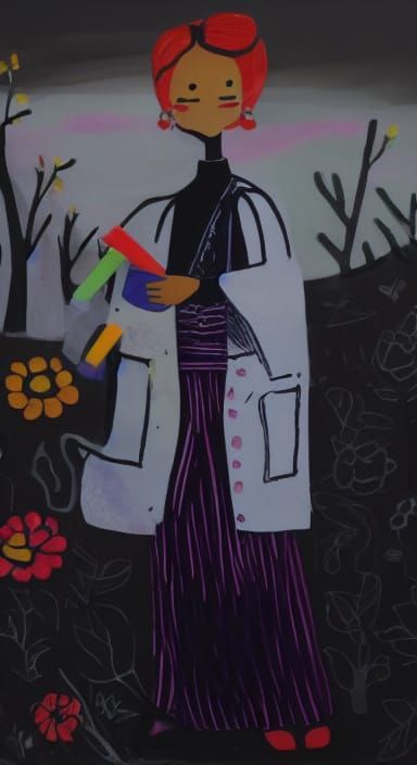 Child's Naïve Art: Doctor Girl in Watercolor - AI Art