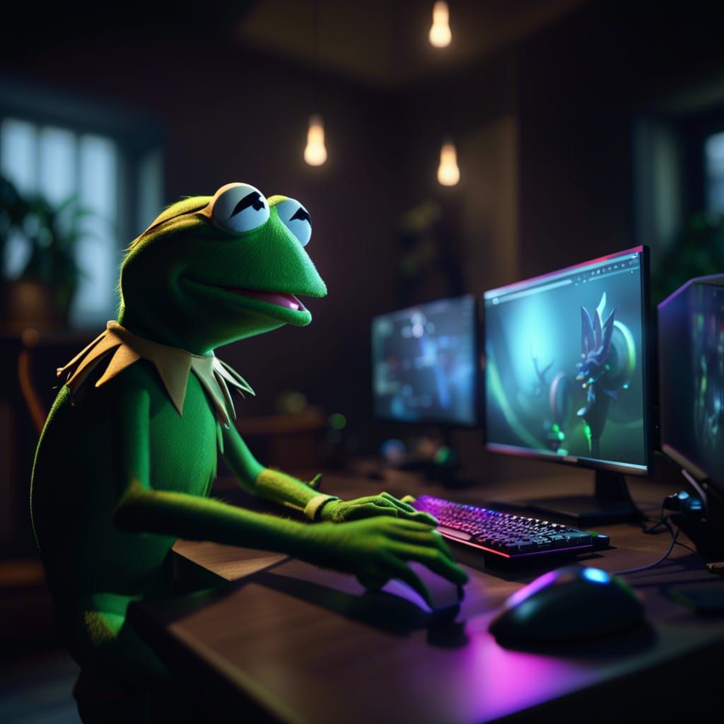 Kermit Gaming V2 - AI Generated Artwork - NightCafe Creator