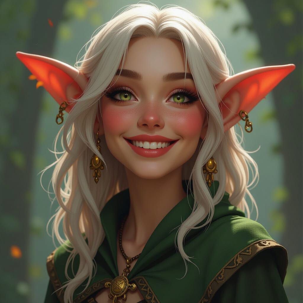 Smiling Drow Elf Horror as Dark Fantasy Concept Ar... - AI Art