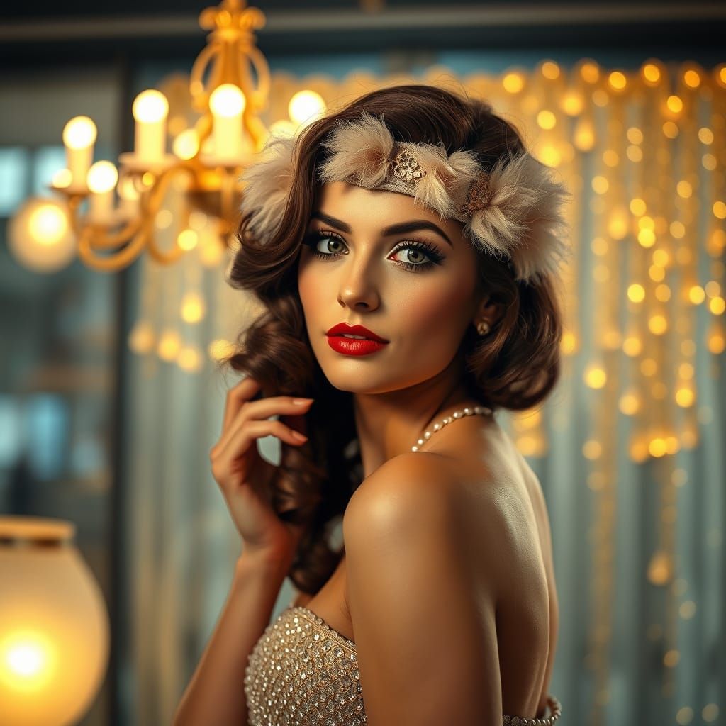 Eine glamouröse Szene aus den wilden 20er Jahren, hyperrealistisch dargestellt in 8K-Auflösung ...