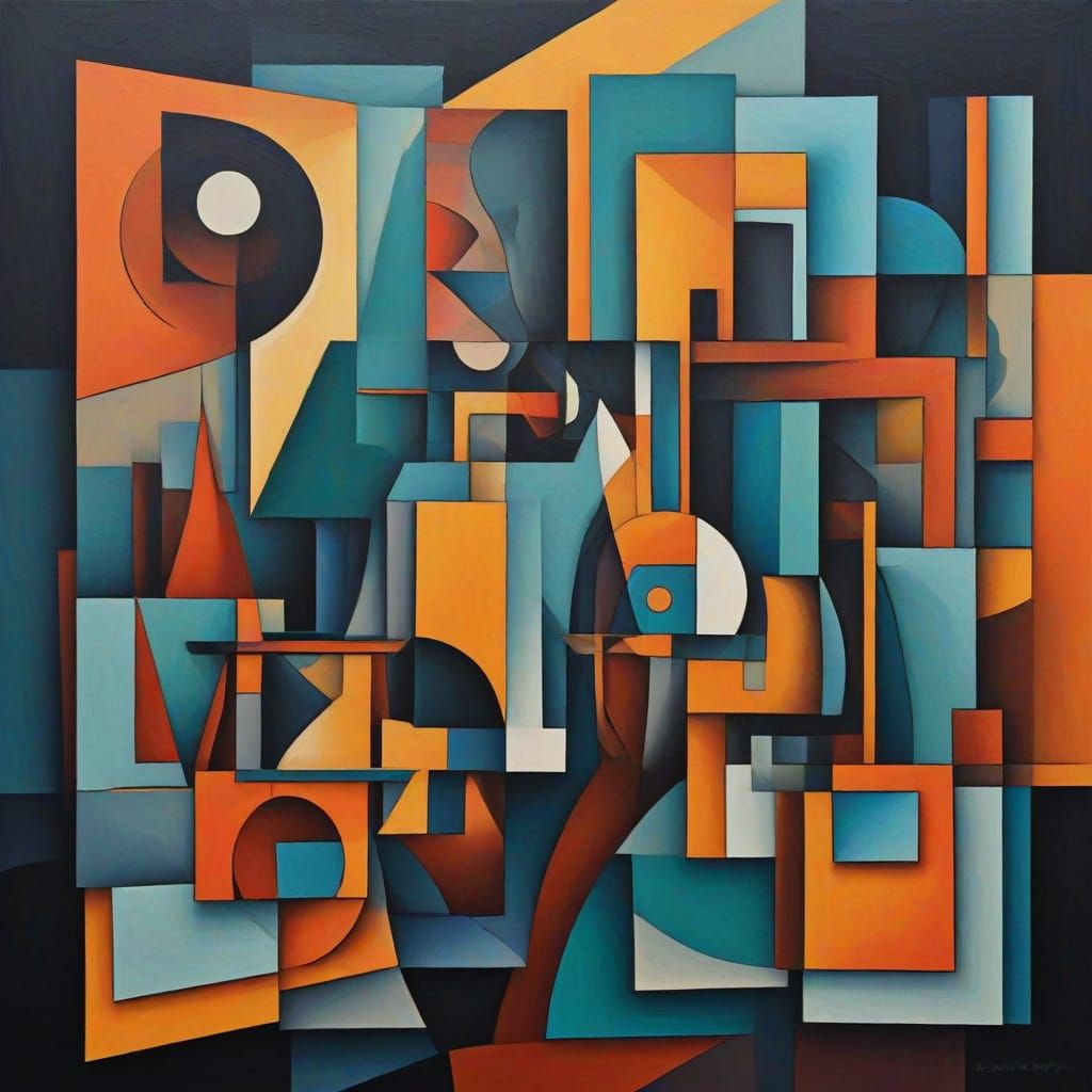 Angular Art Deco Masterpiece in Neo-Cubist Style - AI Art