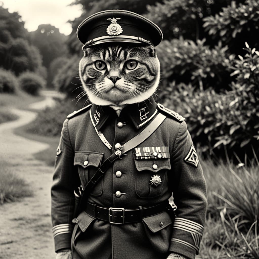Colonel Gizmo - Decorated Scottish Fold Cat in WWI Officer's...