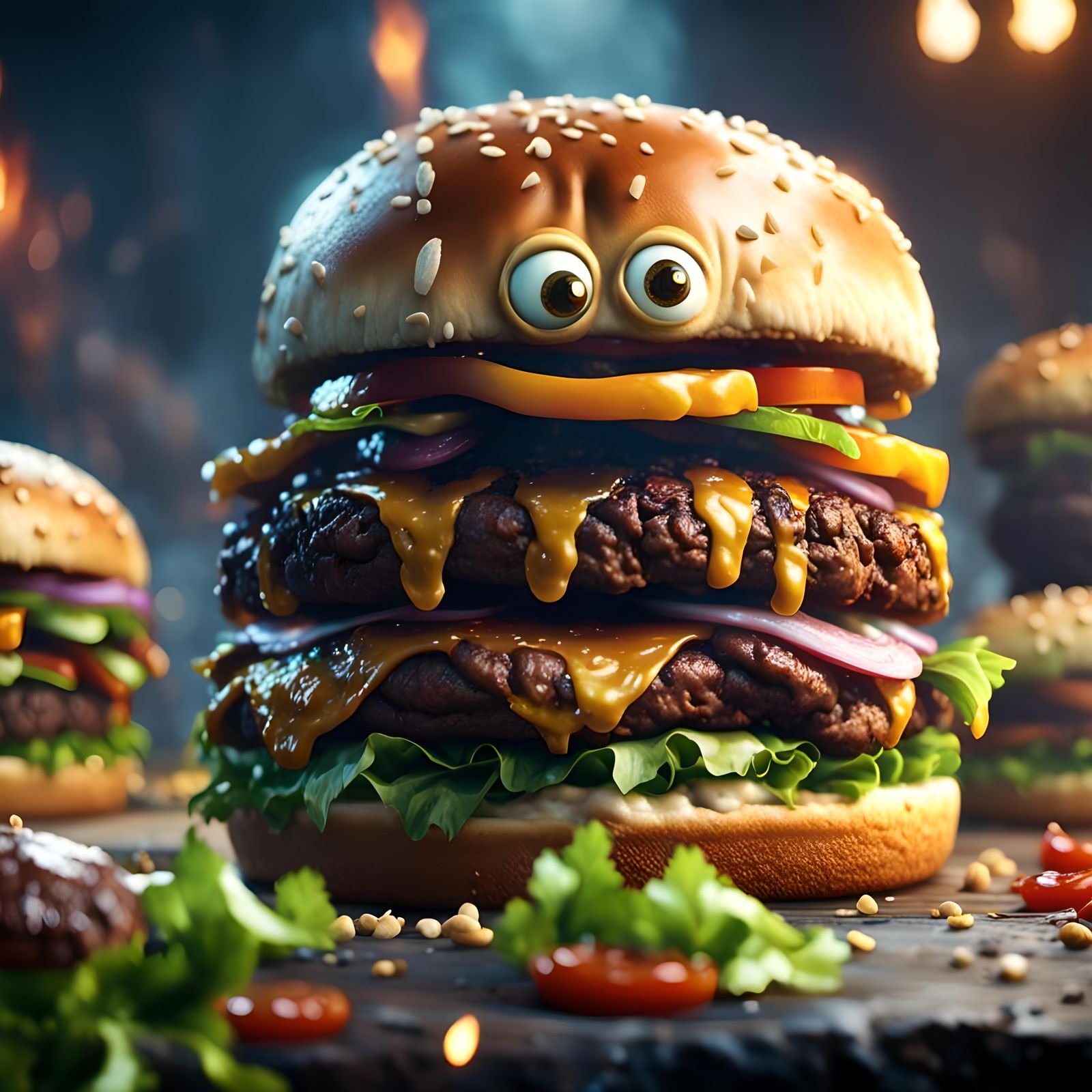 Meet the Googly-Eyed Burger Buddy - AI Generated Artwork - NightCafe ...