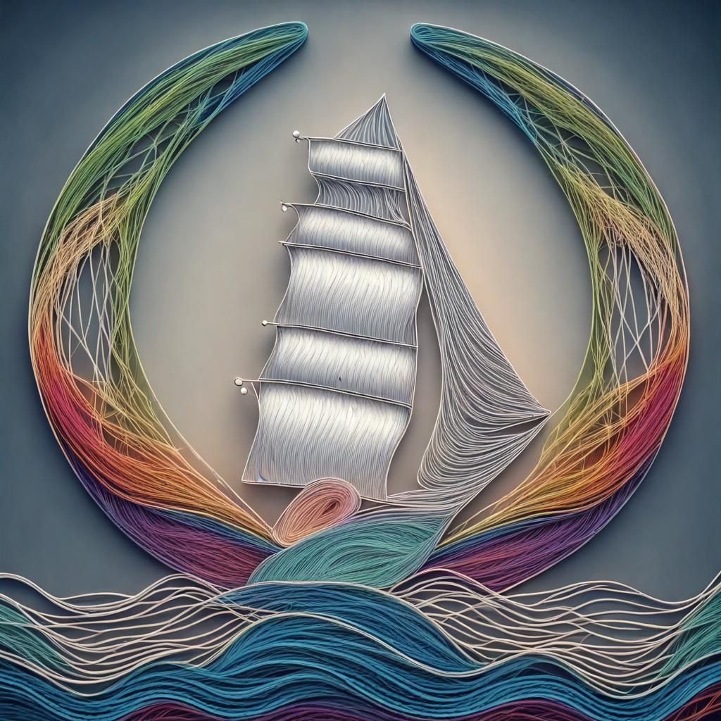 String art: sailing boat on a calm see - AI Generated Artwork ...