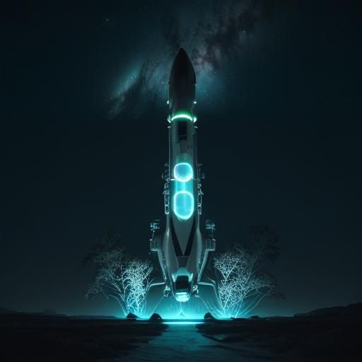 A VERY DETAIED TECHNOCELY ADVACED bioluminesc ent Rocket in Amazing ...
