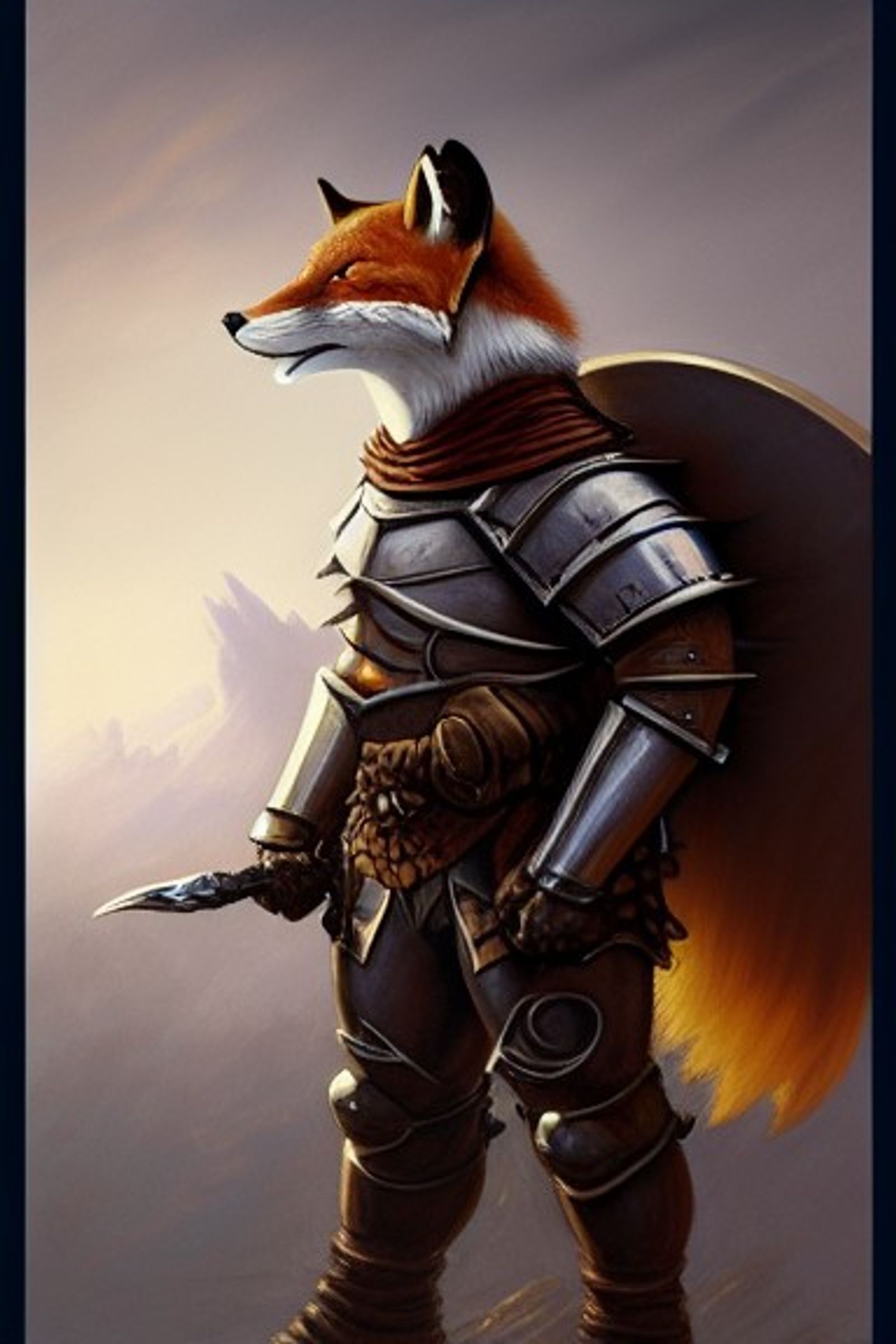 Detailed portrait of an fox knight dressed in armor, by justin gerard ...