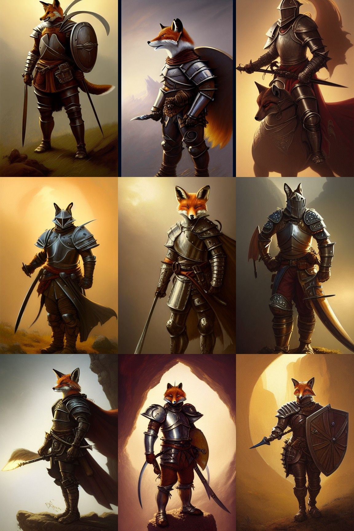 Detailed portrait of an fox knight dressed in armor, by justin gerard ...