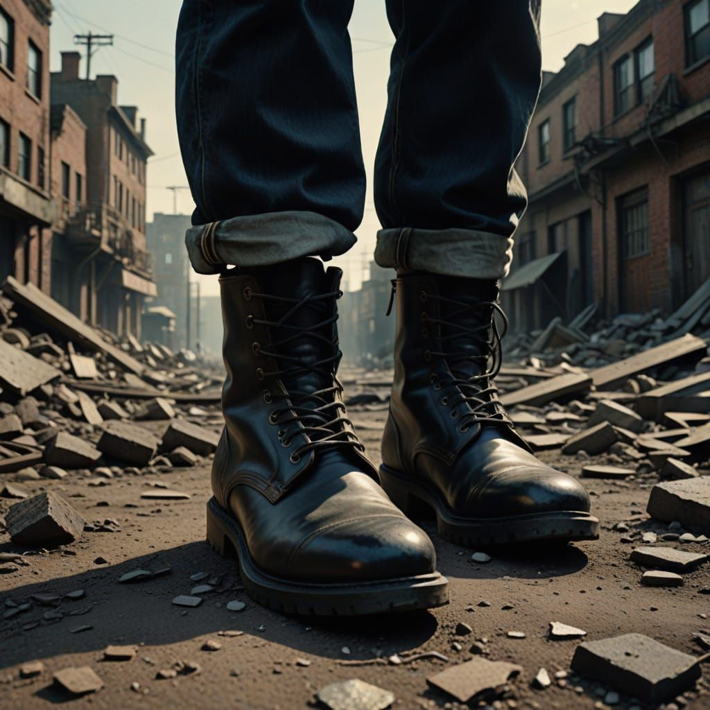 Dystopian Boot Crushes Human Face in Gritty, High-... - AI Art