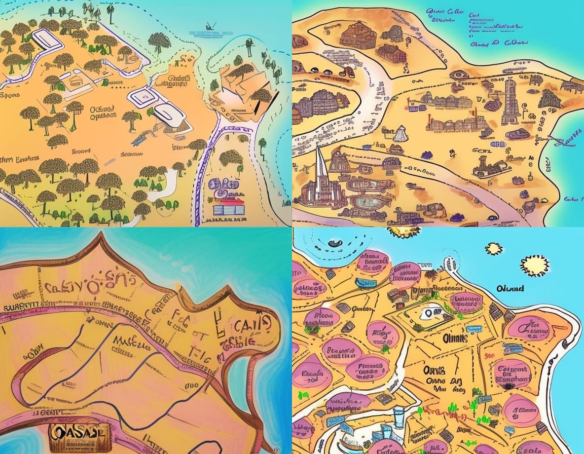 hand drawn map to oasis - AI Generated Artwork - NightCafe Creator