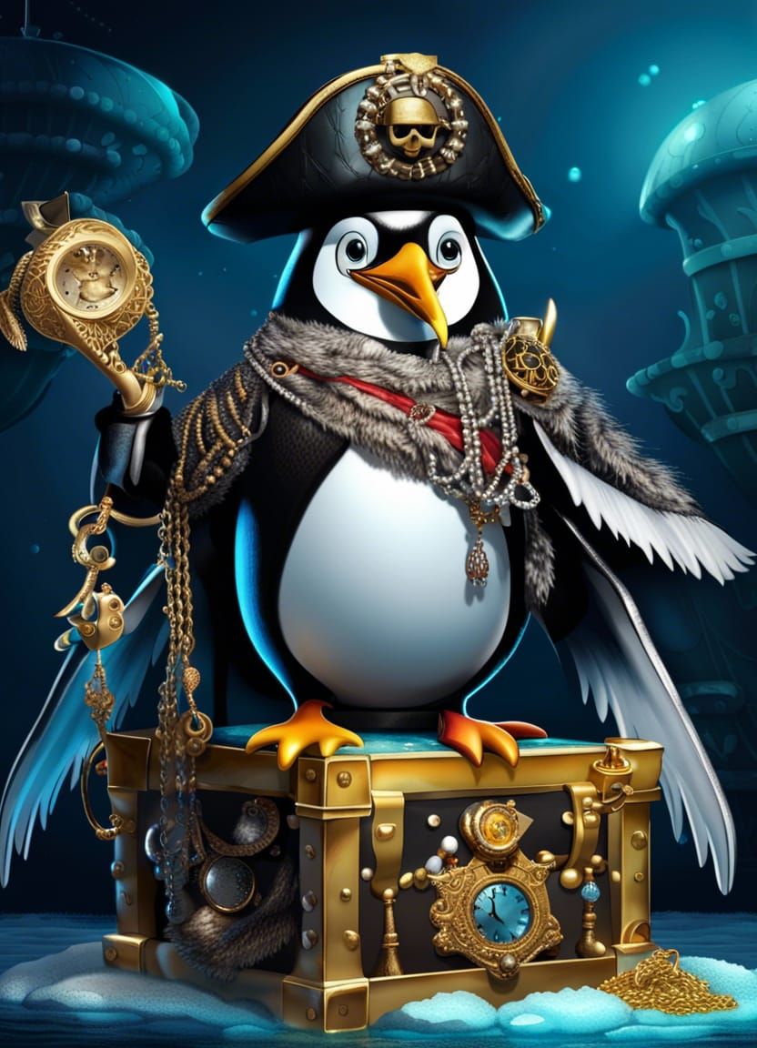 Filthy Rich Penguin Pirate - AI Generated Artwork - NightCafe Creator