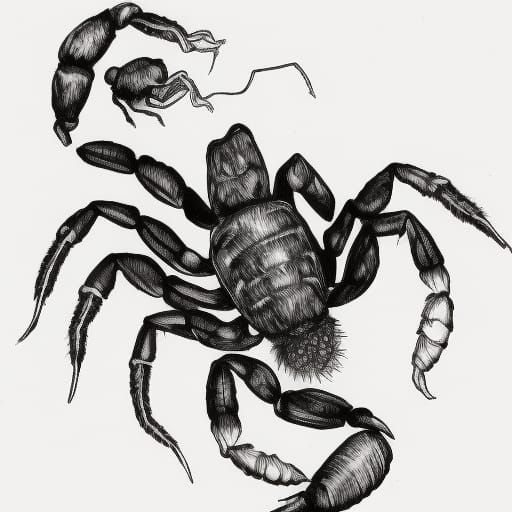 scorpion illustration, black and white, scorpio, realistic ink drawing ...