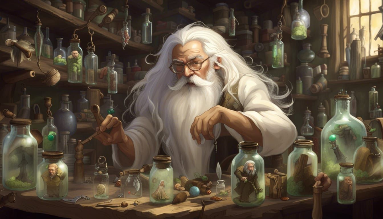 Mad scientist trapped magical creatures in bottles - AI Generated ...