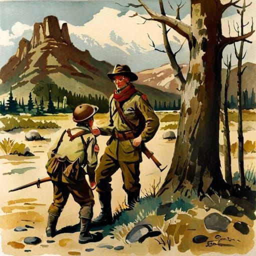 A picture contained in the book "Scouting for Boys" by Lord Baden ...