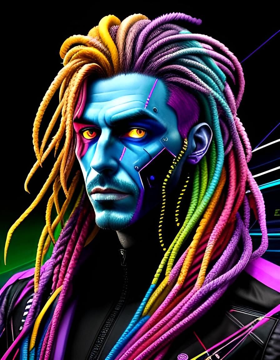 Multi-coloured twisted reality glitch art male portrait - AI Generated ...