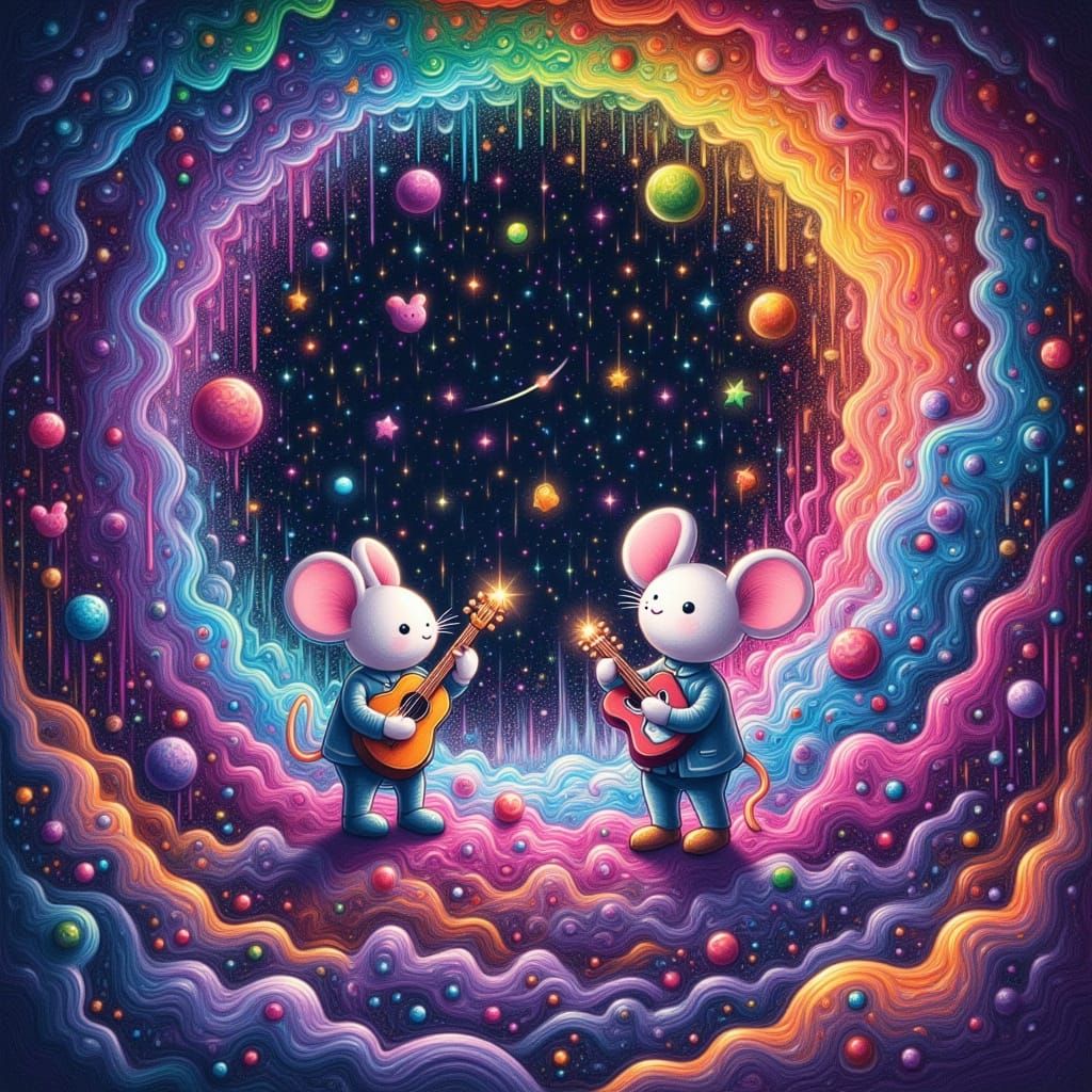 Musical minecraft mayhem with chibi mice playing blocky instruments ...