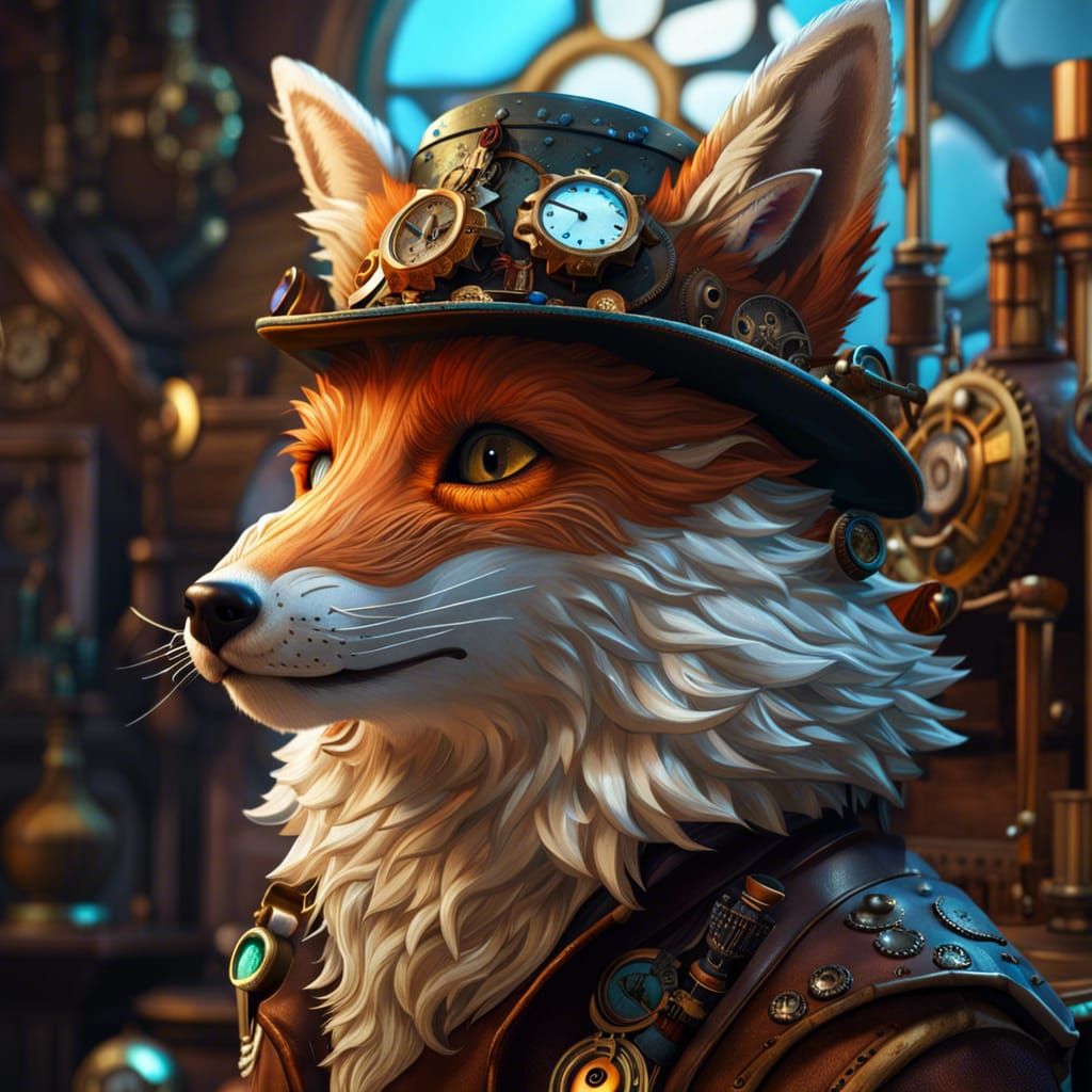 Steampunk Fox - AI Generated Artwork - NightCafe Creator