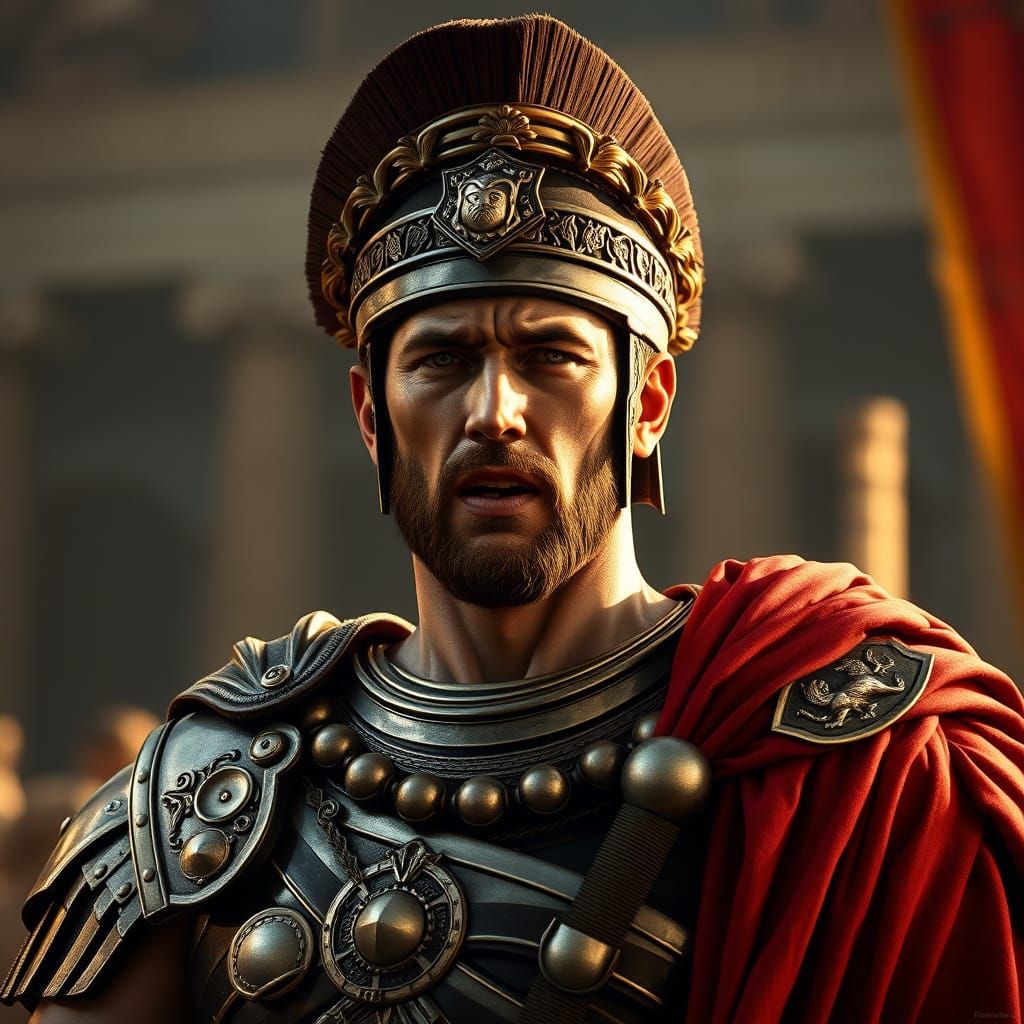 Ave Caesar - Roman General in Ornate Armor Declares 'Ave Cae...
