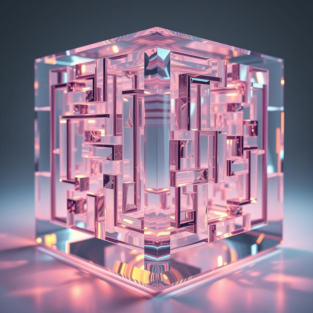 The Maze Cube (Flux Schnell) - Intricately Detailed Transpar...