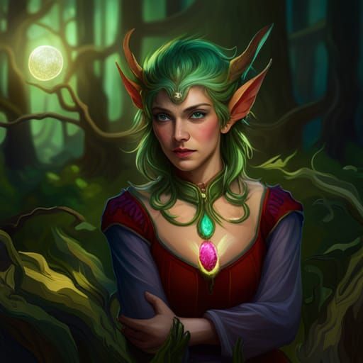 a orb filled with colorful glittery lights in the hand of an elf in the ...