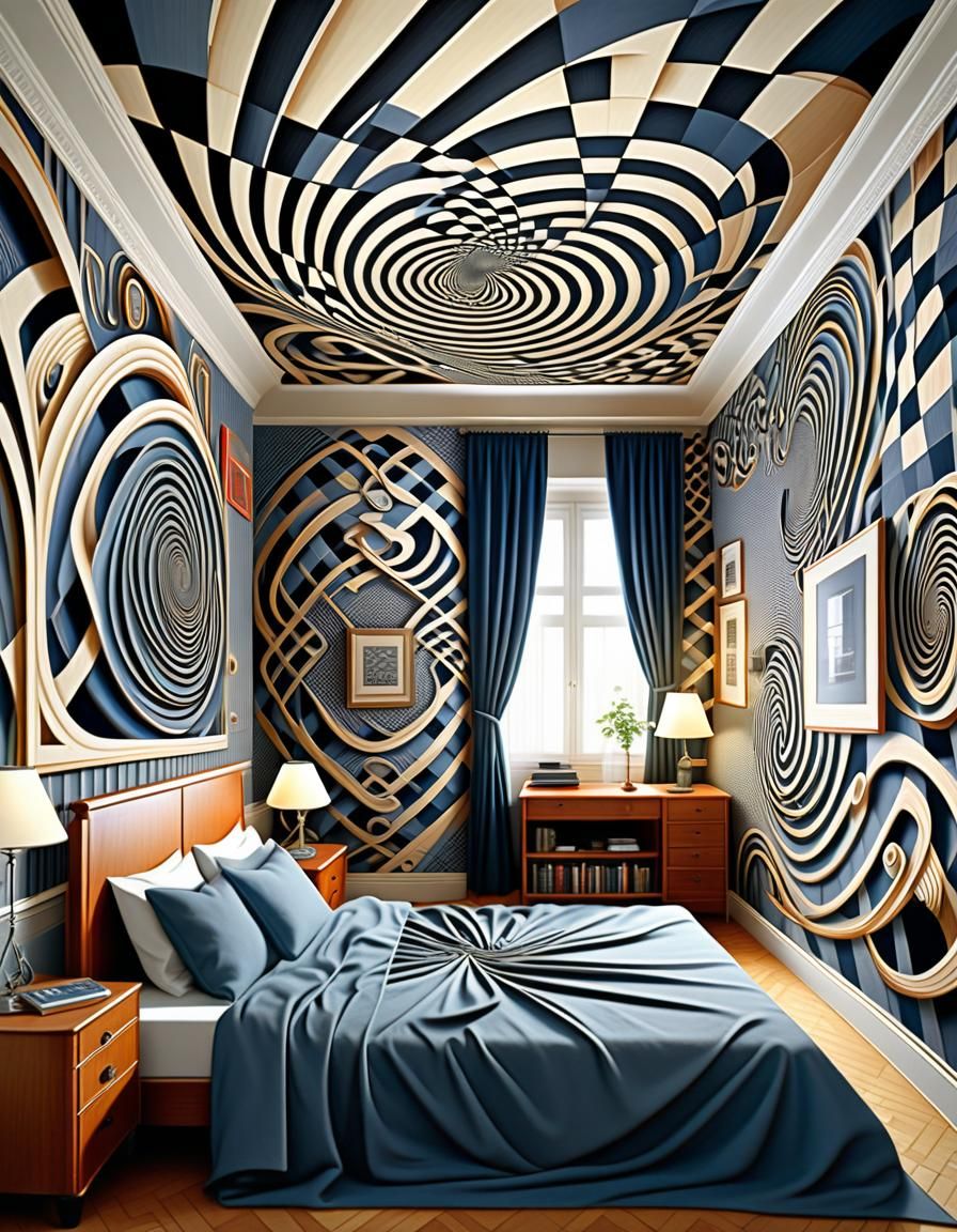 optical illusion bedroom - AI Generated Artwork - NightCafe Creator
